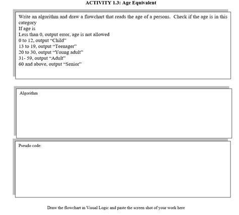 Solved ACTIVITY Age Equivalent Write An Algorithm And Chegg Com