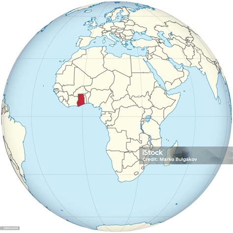 National Map Of Ghana Inside African Continent Stock Illustration