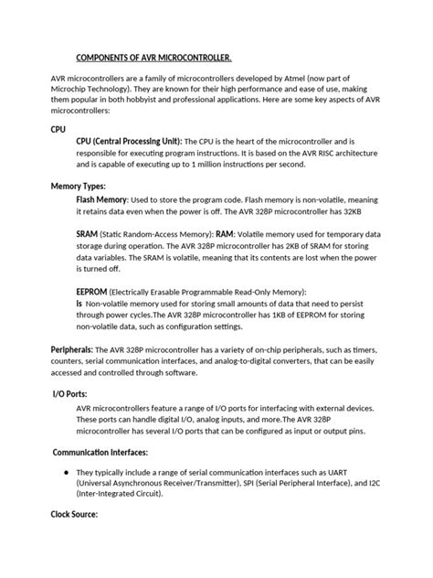 Ponents Of Avr Microcontroller Pdf Microcontroller Computer Memory