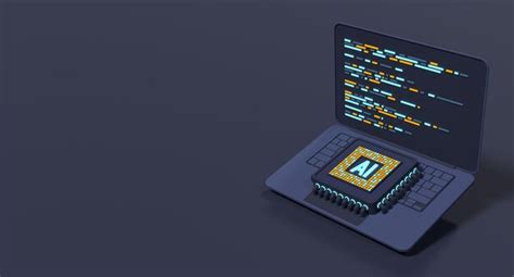 Premium Photo 3d Render Laptop Computer With Microchip Ai Chip