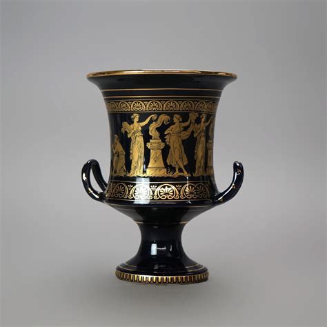 Grecian I Spyropoulos Greek Neoclassical Gilt Porcelain Urn With