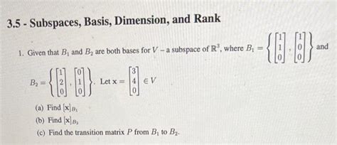 Solved 35 Subspaces Basis Dimension And Rank 1 Given