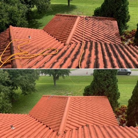Before And After Images Cleaning Roof Tampa Florida