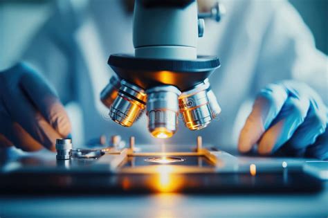 Scientific Analysis Capturing Lab Scientist Intently Looking Through Microscope Meticulously
