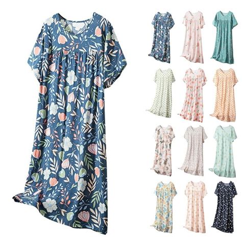 Elvqul Plus Size Cotton Nightgowns For Women Womens Long Pajamas Dress