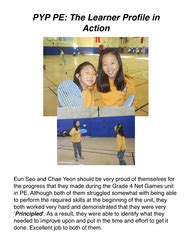 PYP PE The Learner Profile In Action WHAT IS POSSIBLE