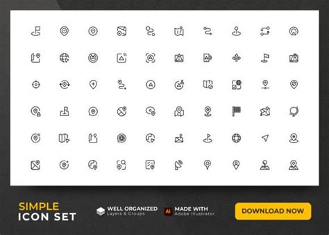 Navigation Location GPS Icon Set Graphic By RiRafiq Creative Fabrica