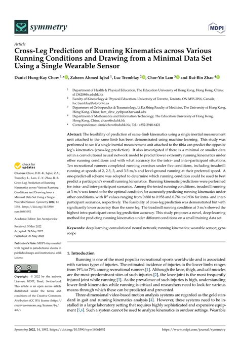 Pdf Cross Leg Prediction Of Running Kinematics Across Various Running