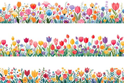Horizontal Flower Border Vector Images Over