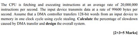 Solved The CPU Is Fetching And Executing Instructions At An Chegg