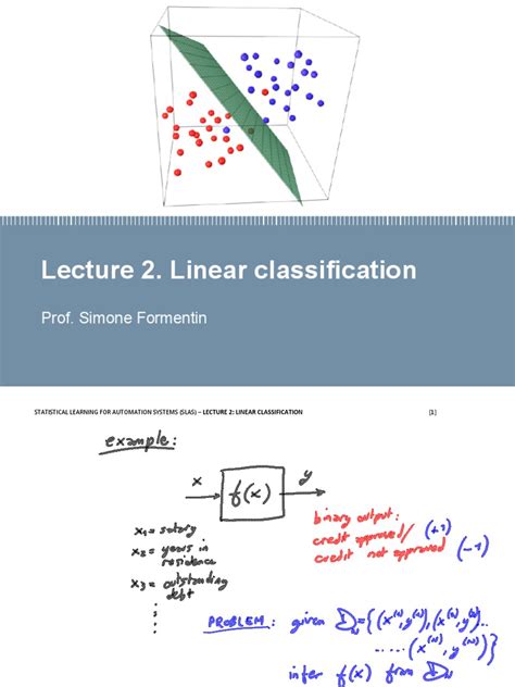 Lecture 2 Linear Classification Prof Simone Formentin Pdf Machine Learning Theoretical