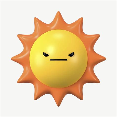 3d Grumpy Sun Emoticon Illustration Premium Psd Rawpixel