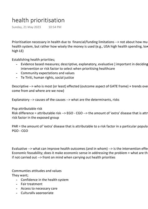 Health Prioritisation Prioritisation Necessary In Health Due To Financial Funding Limitations