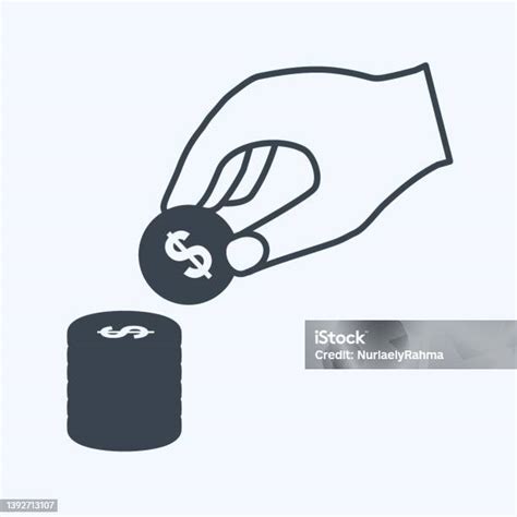 아이콘 스태킹 코인 손 동작 기호에 적합합니다 글리프 스타일 편집 가능한 간단한 디자인 디자인 템플릿 벡터 간단한 기호 그림