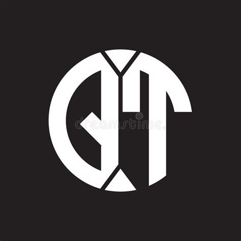 QT Logo Monogram With Piece Circle Ribbon Style Stock Vector Illustration Of Geometric