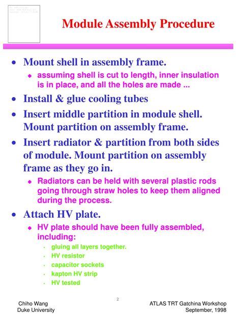 Ppt Module Assembly Procedures Chiho Wang Duke University Powerpoint Presentation Id 6327506