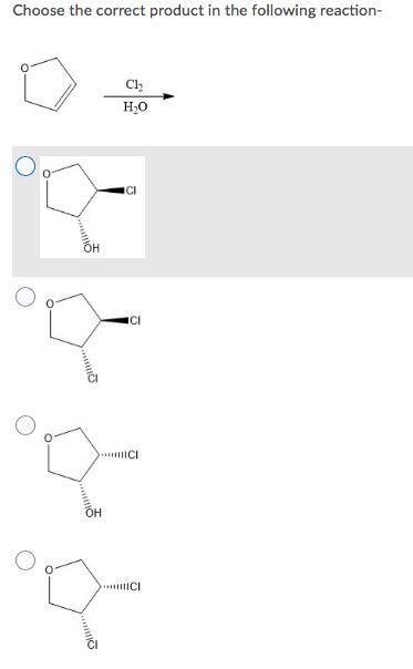 Solved Choose The Correct Product In The Following Reaction