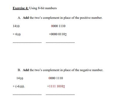 Solved Exercise Using Bit Numbers A Add The Two S Chegg Com