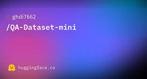 Ghdi QA Dataset Mini Datasets At Hugging Face