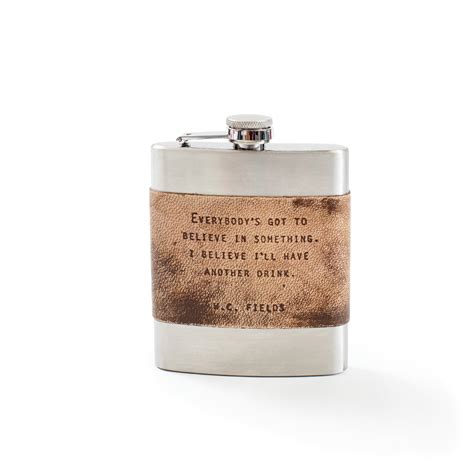 Wc Fields Leather Metal Flask Sugarboo And Co