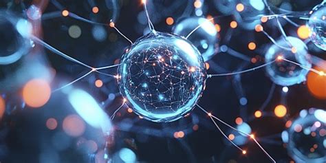 A Sci Fi Network Of Cells And Futuristic Alien Bubbles Neural Connections To Electrical Impulses