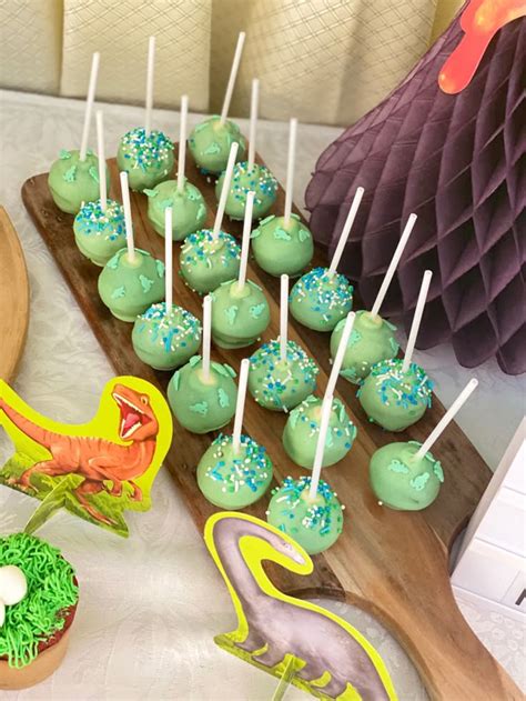Dinosaur Theme Cake Pops Dinosaur Birthday Party Food Dino Birthday