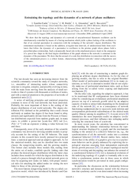 Pdf Entraining The Topology And The Dynamics Of A Network Of Phase