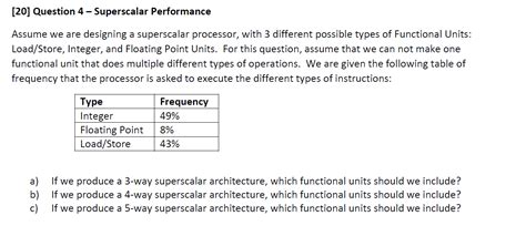 Solved 20 Question 4 Superscalar Performance Assume We