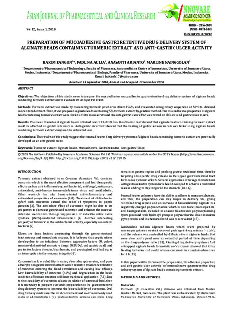 Pdf Preparation Of Mucoadhesive Gastroretentive Drug Delivery System Of Alginate Beads