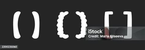 손으로 그린 괄호 낙서 컬리 브래킷 세트 인용을 위한 벡터 구두점 스케치 그림 검은 배경에 따옴표를 위한 장식 장식 개체 그룹에 대한 스톡 벡터 아트 및 기타 이미지