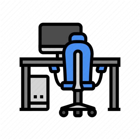 Desk Computer Chair Home Office Gadget Icon Download On Iconfinder