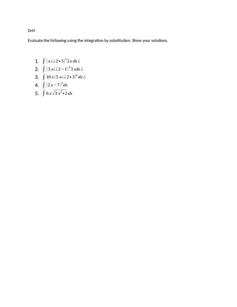 drill for antiderivatives summaries mathematics docsity