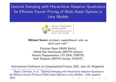 Pdf Optimal Damping With Hierarchical Adaptive Quadrature For Efficient Fourier Pricing Of