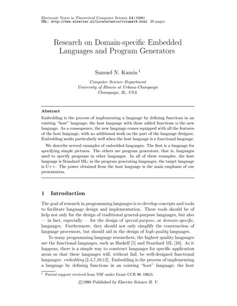 Pdf Research On Domain Specific Embedded Languages And Program Generators