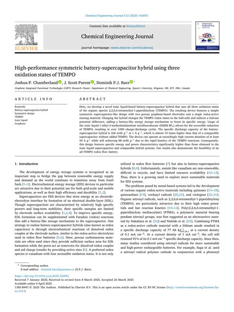Pdf High Performance Symmetric Battery Supercapacitor Hybrid Using Three Oxidation States Of Tempo