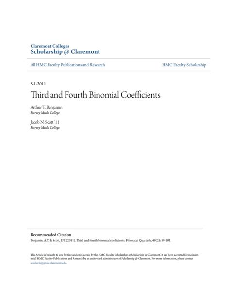 Third And Fourth Binomial Coefficients Pdf Mathematical Proof Combinatorics