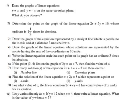 linear equations in two variables questions class 9 tessshebaylo