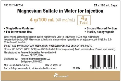Magnesium Sulfate Package Insert Prescribing Information