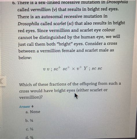 Solved B There Is A Sex Linked Recessive Mutation In