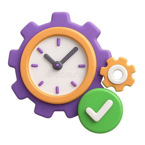 Cartoon Clock With Gears And Checkmark Stock Image Illustration Of Schedule Control 375668095