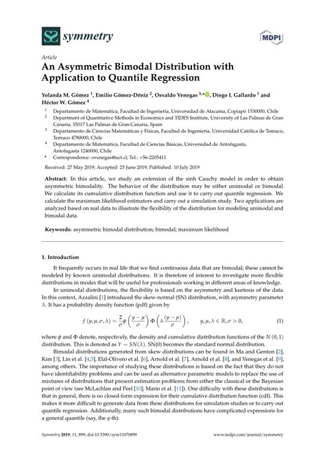 Pdf An Asymmetric Bimodal Distribution With Application To Quantile Regression