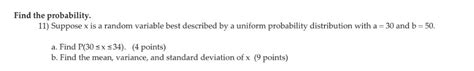Solved Find The Probability Suppose X Is A Random Chegg