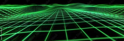 High Tech Data Visualization Background With Glowing Green Grid