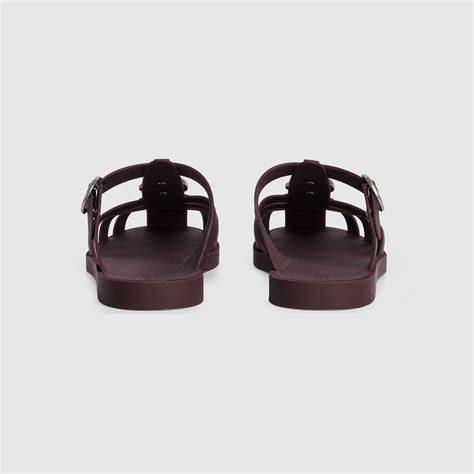 Мужские мюли с логотипом Double G inбордовый каучук | GUCCI® International