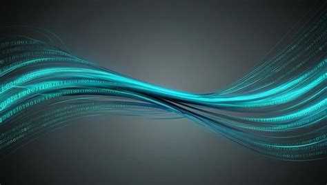 Digital Wave Background With Flowing Data Lines And Binary Code Stream