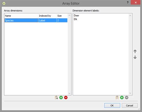 Array Editor Dialog Box