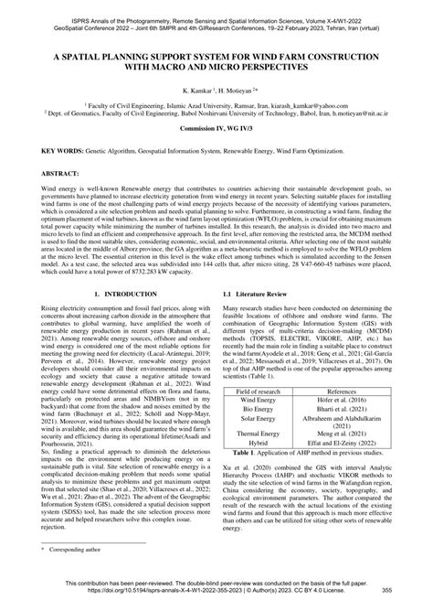 Pdf A Spatial Planning Support System For Wind Farm Construction With