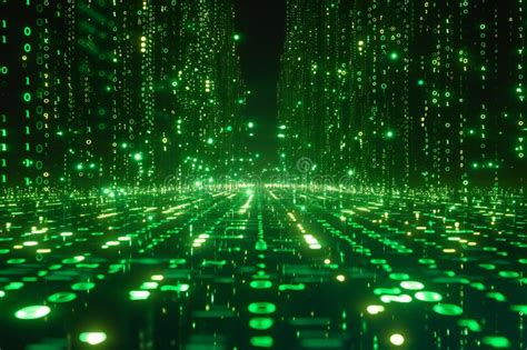Depicting A Background Of Green Binary Code Particles Arranged In An