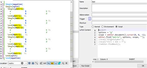 How To Create A TeXstudio Macro To Apply Align Columns For All Matrices I Want TeX LaTeX