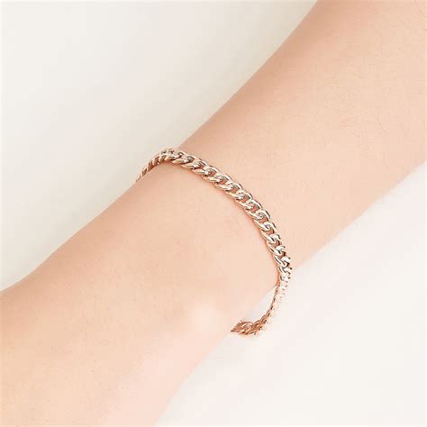 14k 18k 로즈 할로우 커브 메디앙 체인 금 팔찌 주엘렌쥬얼리